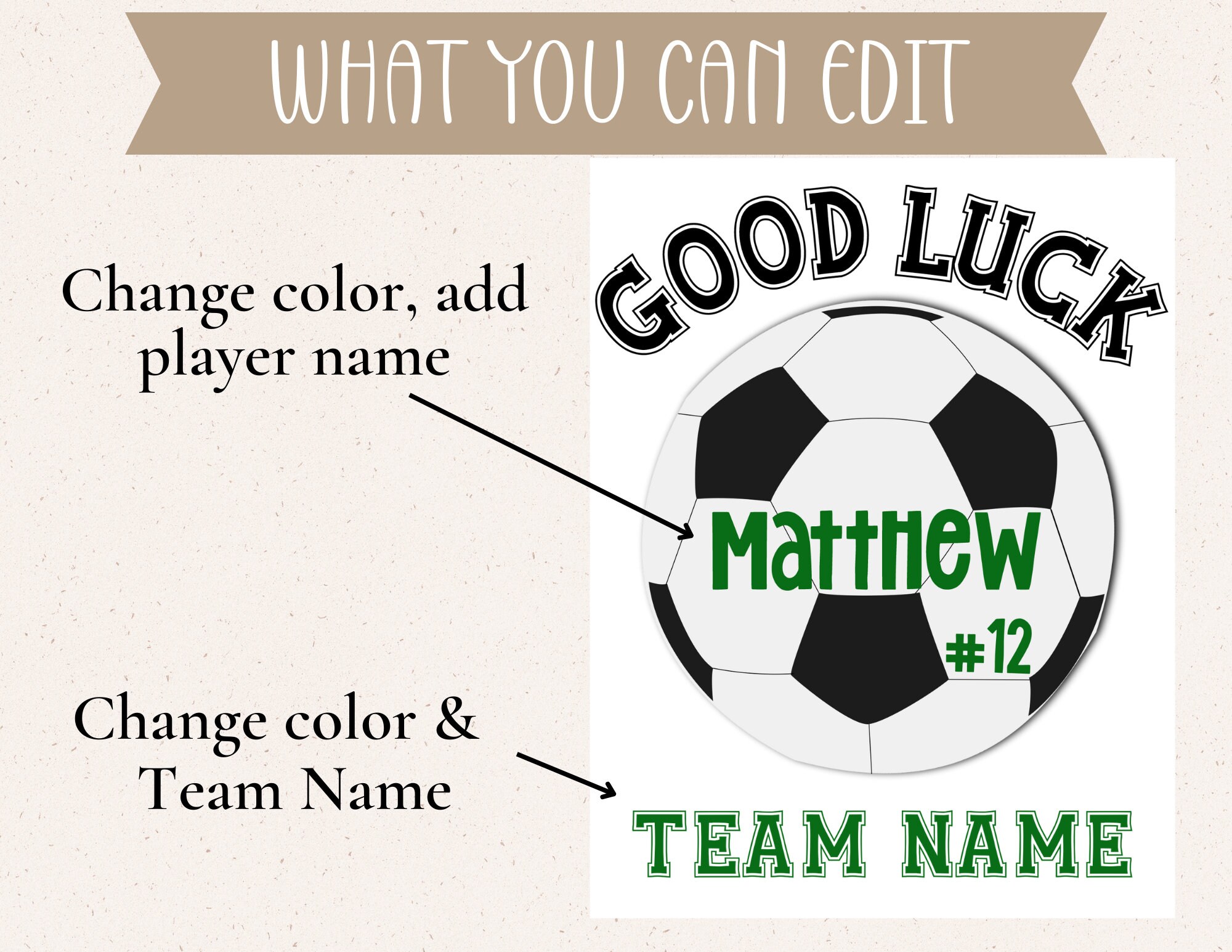 Editable Soccer Good Luck Printable Sign Soccer Team Good - Etsy