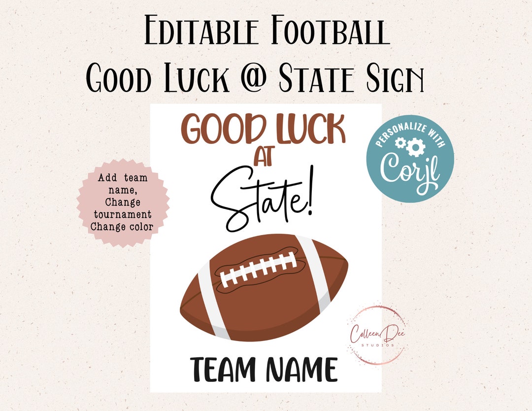 Editable Football Good Luck State Printable Tag | Football Team ...