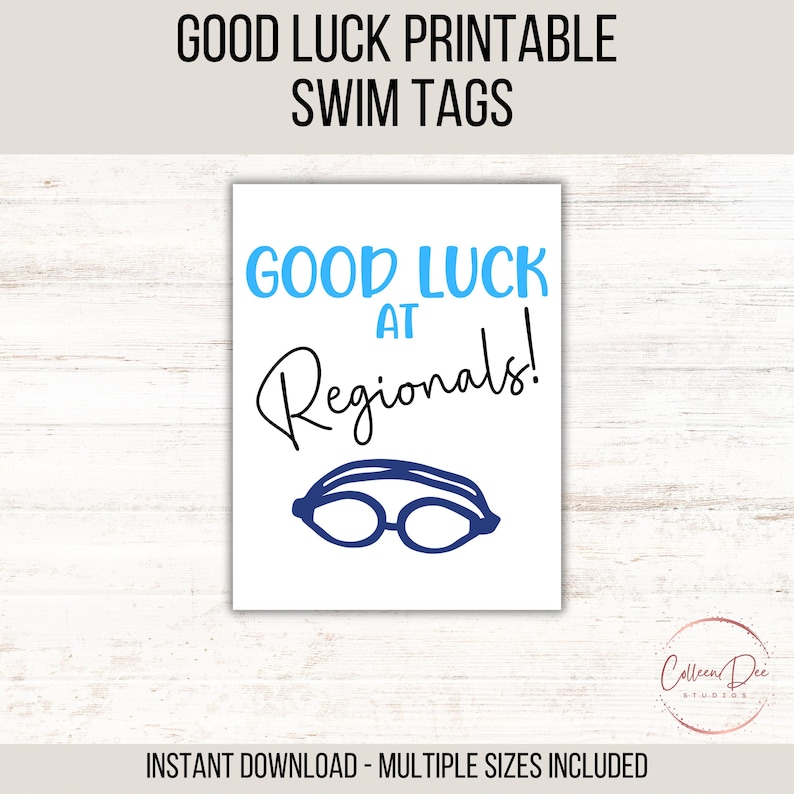 Swimming Good Luck at Regionals Printable Tag | Team Good Luck | Swim ...