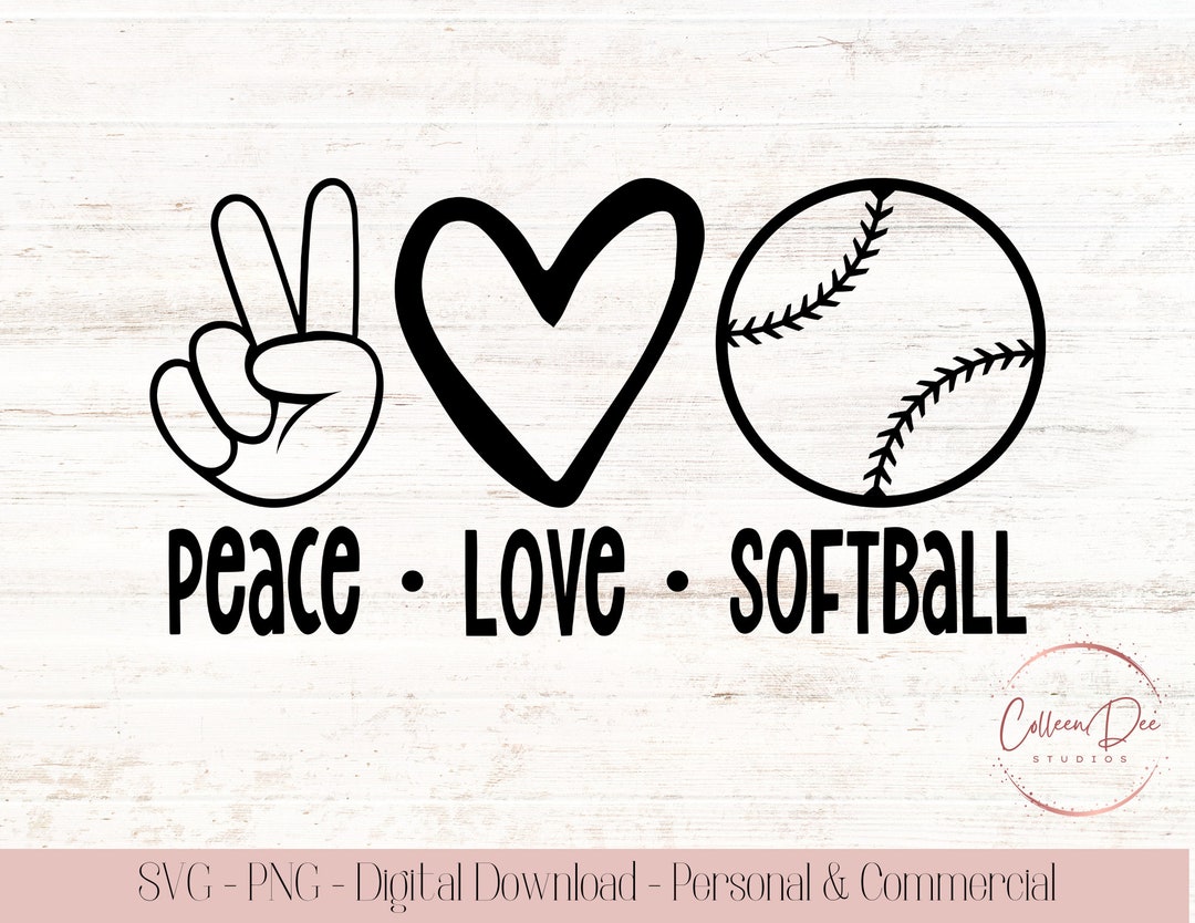 Peace Love Softball SVG PNG Cut File Instant Download Softball Shirt ...
