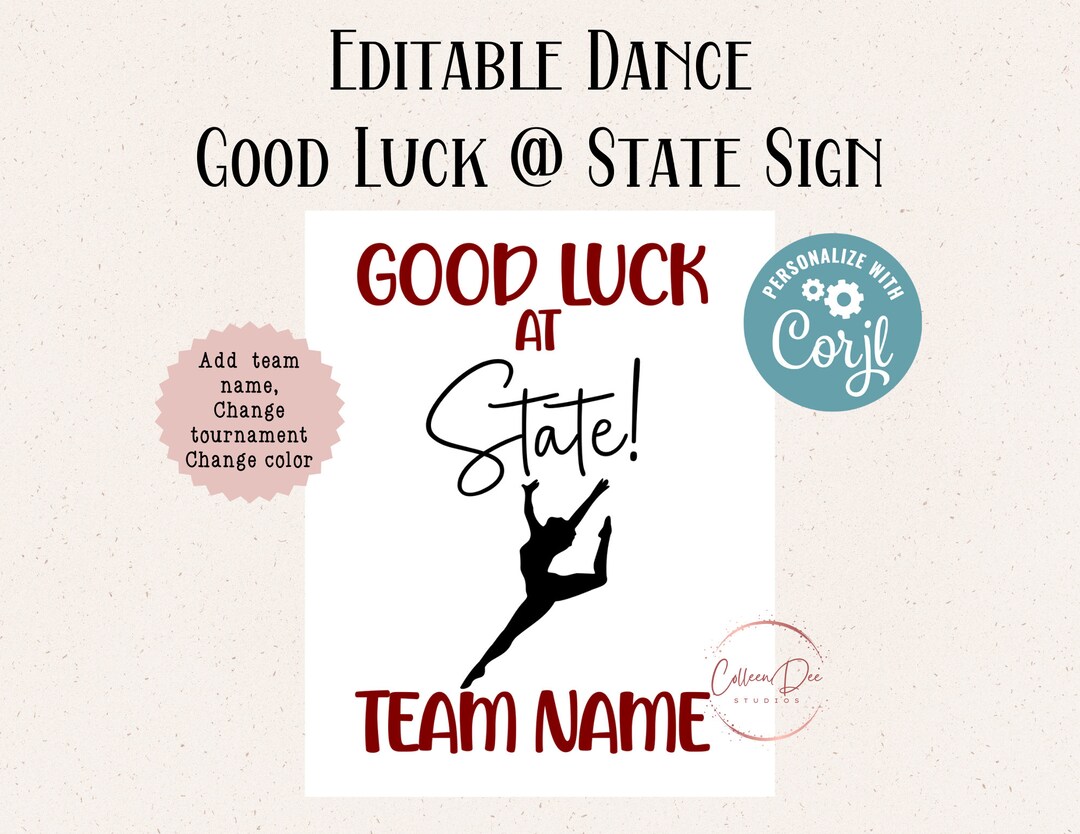 Editable Dance Good Luck State Printable Tag | Dance Team State Good ...