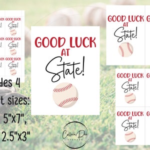 BASEBALL Good Luck at State! Printable Tag | Team Good Luck | Printable ...