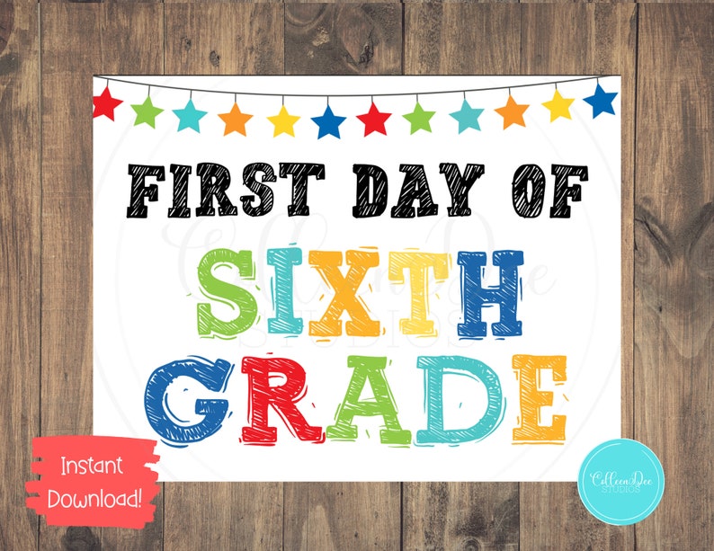 SIXTH GRADE SIGN First Day of 6th Grade Sign Start School - Etsy