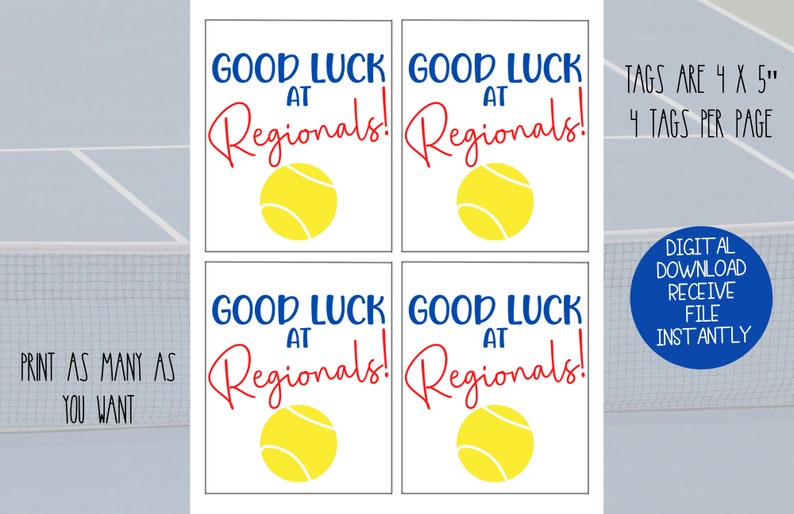Tennis Good Luck at Regionals Printable Tag Team Good Luck | Etsy