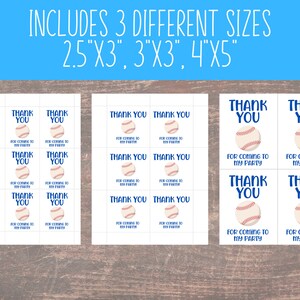 BASEBALL Thank You for Coming to My Party Printable Tag | Thank You Tag ...