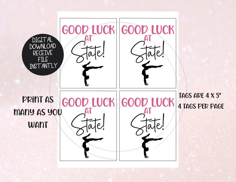 GYMNASTICS Good Luck at State Printable Tag Team Good Luck - Etsy