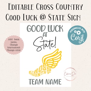 Editable Cross Country Good Luck at State Printable | Cross Country ...