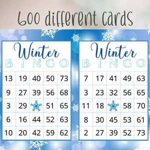 Winter Bingo 600 Cards | Winter Printable | Bingo Game | School Game ...