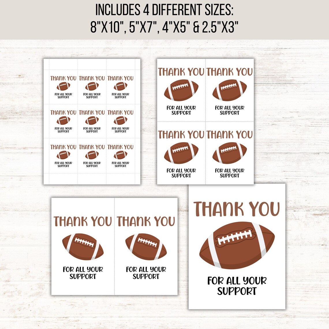 FOOTBALL Thank You for All Your Support Printable Tag | Thank You Tag ...