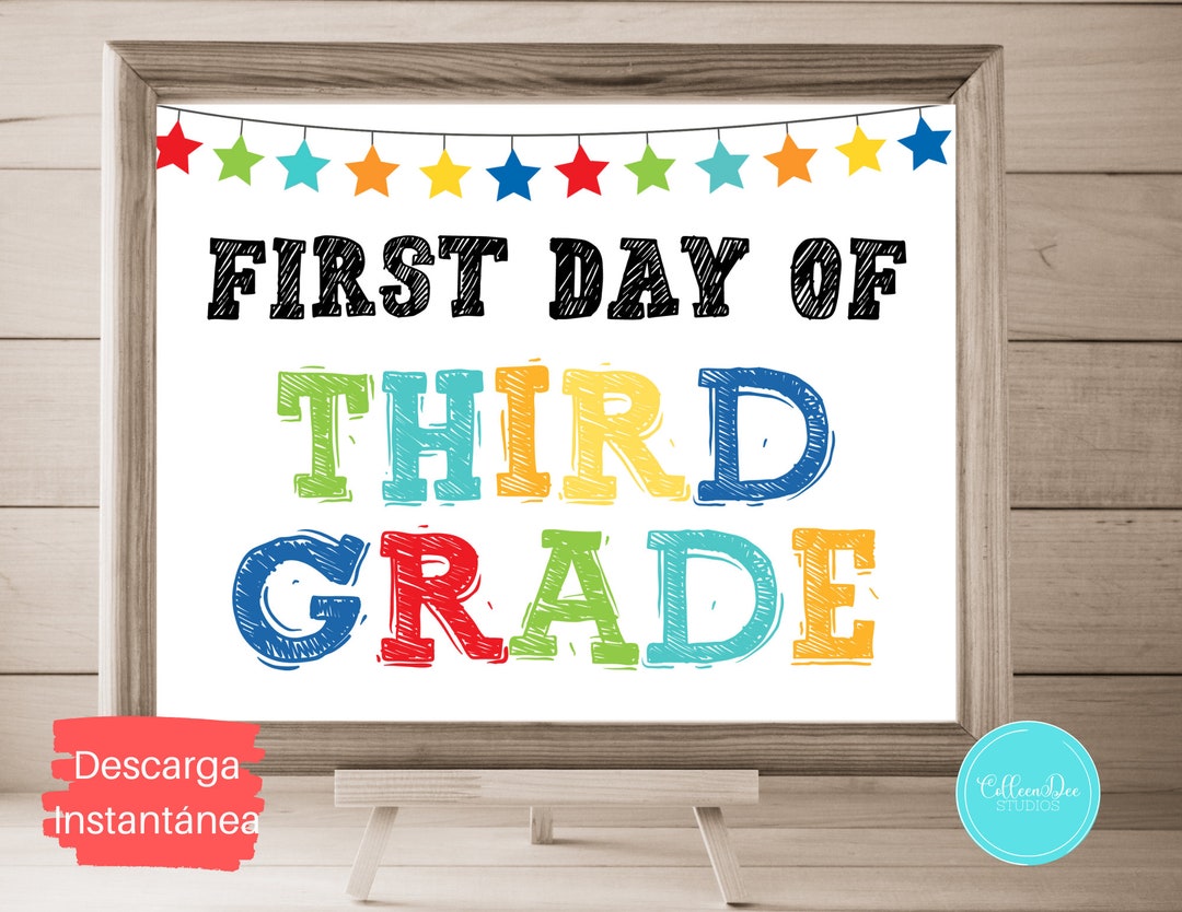 THIRD GRADE SIGN First Day of 3RD Grade Sign Start School - Etsy