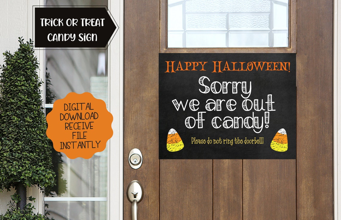 Sorry Out of Candy Halloween Printable Sign Trick or Treater - Etsy