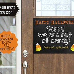 Sorry Out of Candy Halloween Printable Sign | Trick or Treater Sign ...