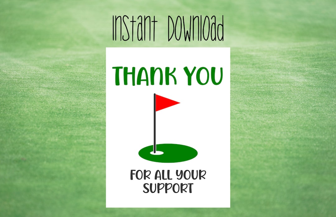 Golf Thank You for All Your Support Printable Tag | Thank You Tag ...