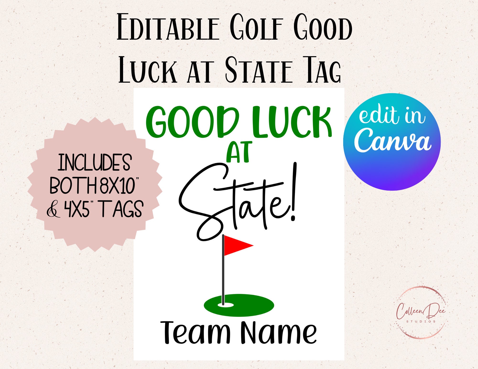 Editable GOLF Good Luck at State Printable Tag Golf Team - Etsy