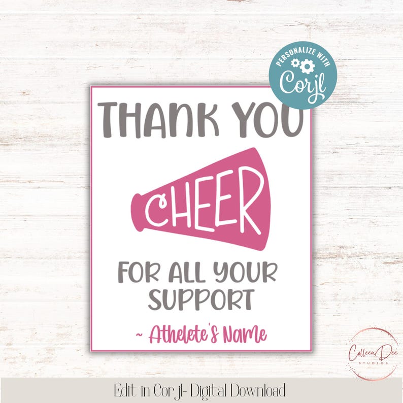 EDITABLE Cheer Thank You Printable Tag | Cheer Thank You for a Great ...