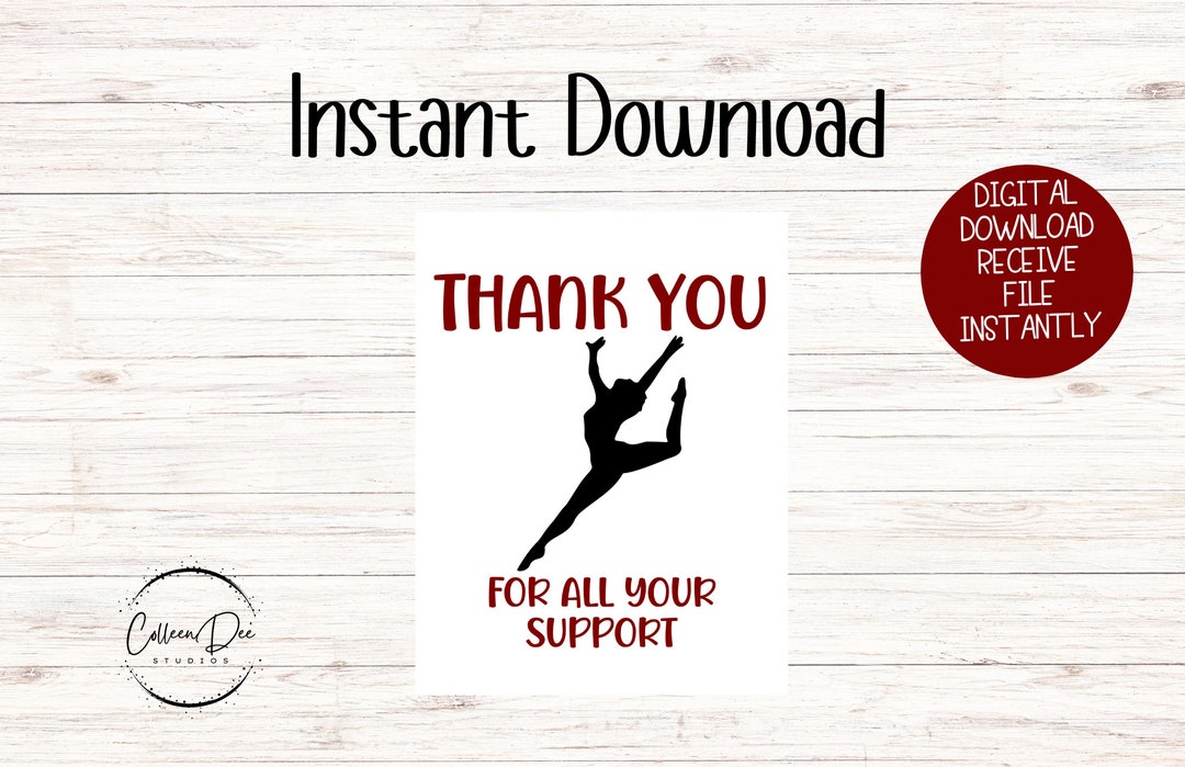 DANCE Thank You for All Your Support Printable Tag | Thank You Tag ...
