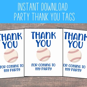 BASEBALL Thank You for Coming to My Party Printable Tag | Thank You Tag ...