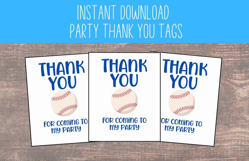 BASEBALL Thank You for Coming to My Party Printable Tag - Etsy