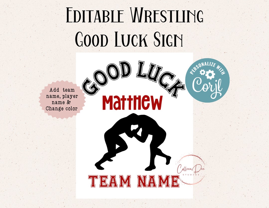 Editable Wrestling Good Luck Printable Tag | Wrestling Team Good Luck ...