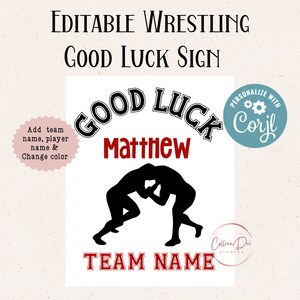 Editable Wrestling Good Luck Printable Tag | Wrestling Team Good Luck ...