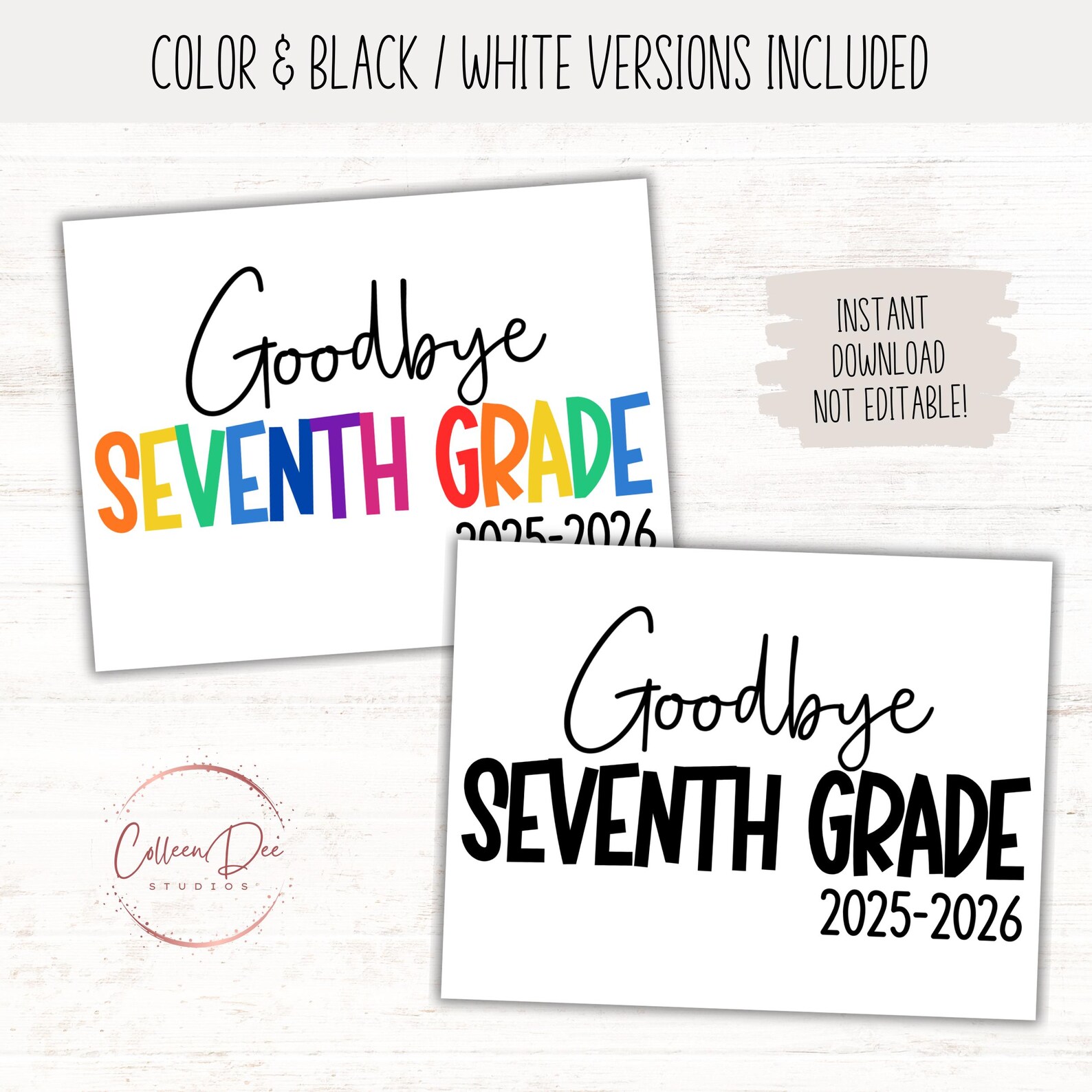 Goodbye SEVENTH GRADE 2025-2026 SIGN | Last Day of Seventh Grade | End ...