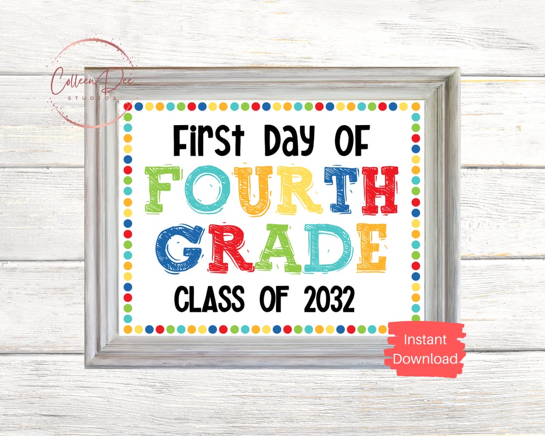 FOURTH GRADE CLASS 2032 Sign 1st Day Fourth Grade Sign Start of School ...