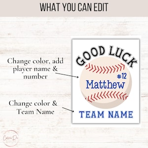 Editable Baseball Good Luck Printable Sign | Baseball Team Good Luck ...