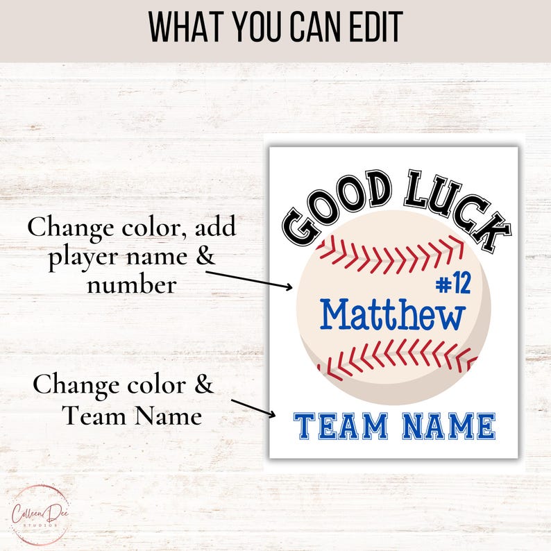 Editable Baseball Good Luck Printable Sign | Baseball Team Good Luck ...