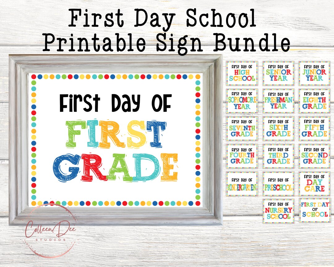 First Day of School Class of Sign Bundle | Includes 18 Signs | 1st 2nd ...