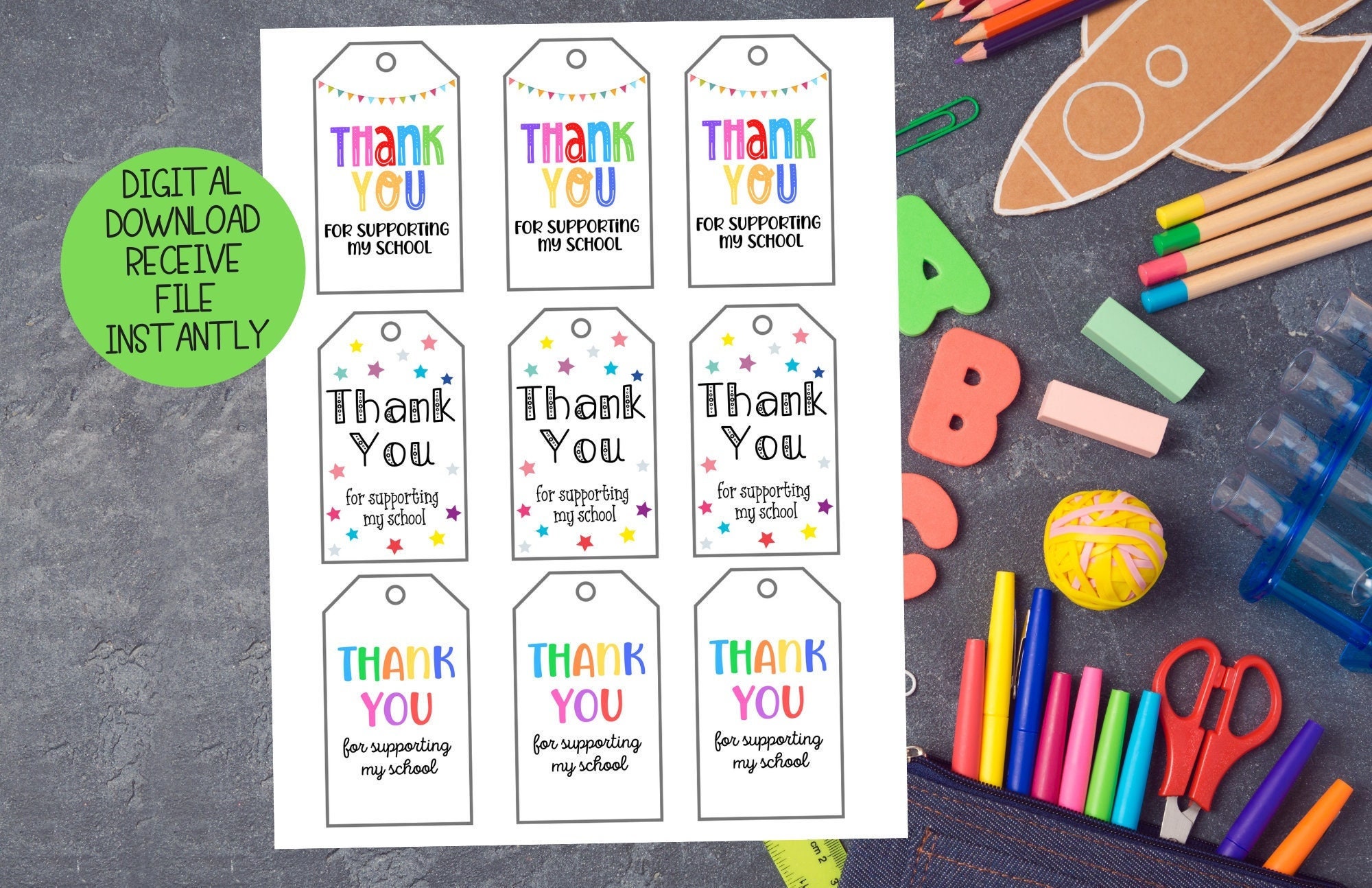 Thank You for Supporting My School Printable Tag Thank You - Etsy