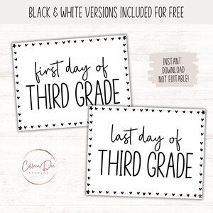 FIRST and LAST Day of THIRD Grade Sign Set | 1st Day of 3rd Grade ...