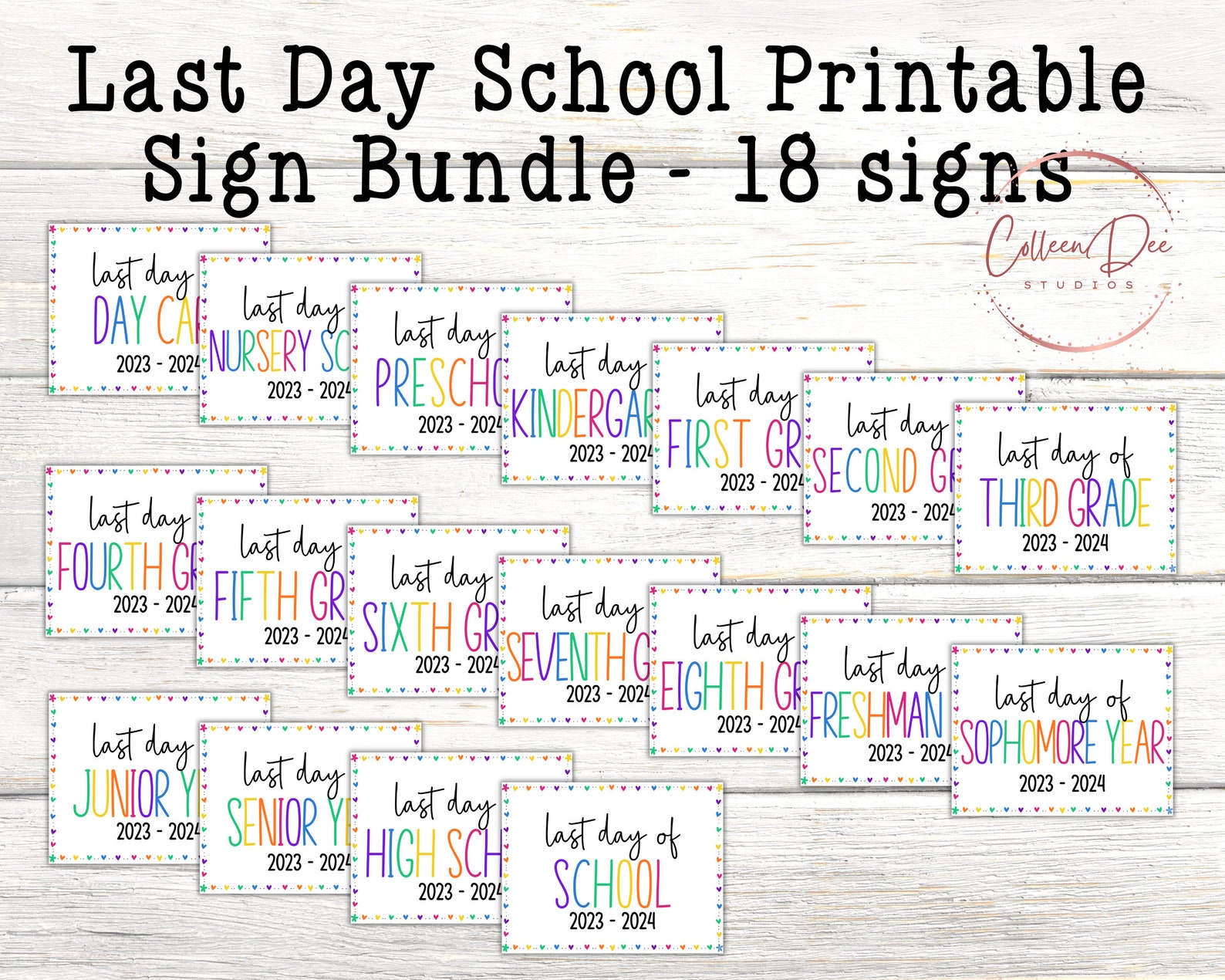 Last Day of School 2023-2024 Sign Bundle Includes 18 Signs 1st 2nd 3rd ...