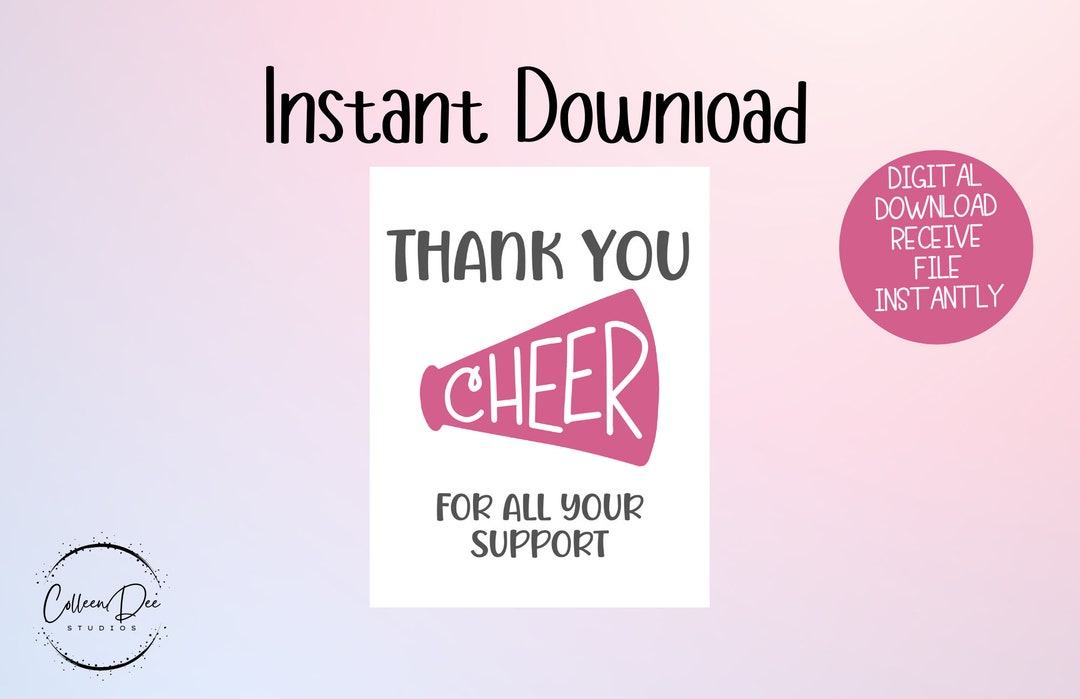 CHEER Thank You for All Your Support Printable Tag | Thank You Tag ...