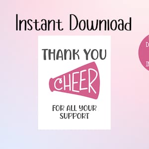CHEER Thank You for All Your Support Printable Tag | Thank You Tag ...
