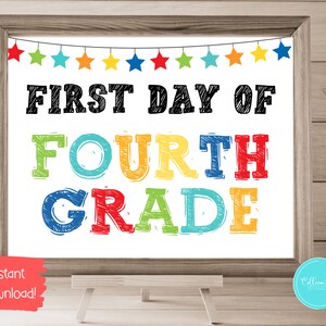 FOURTH GRADE SIGN First Day of 4th Grade Sign Start School - Etsy