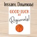 Basketball Good Luck at Regionals Printable Tag Team Good Luck Tag ...