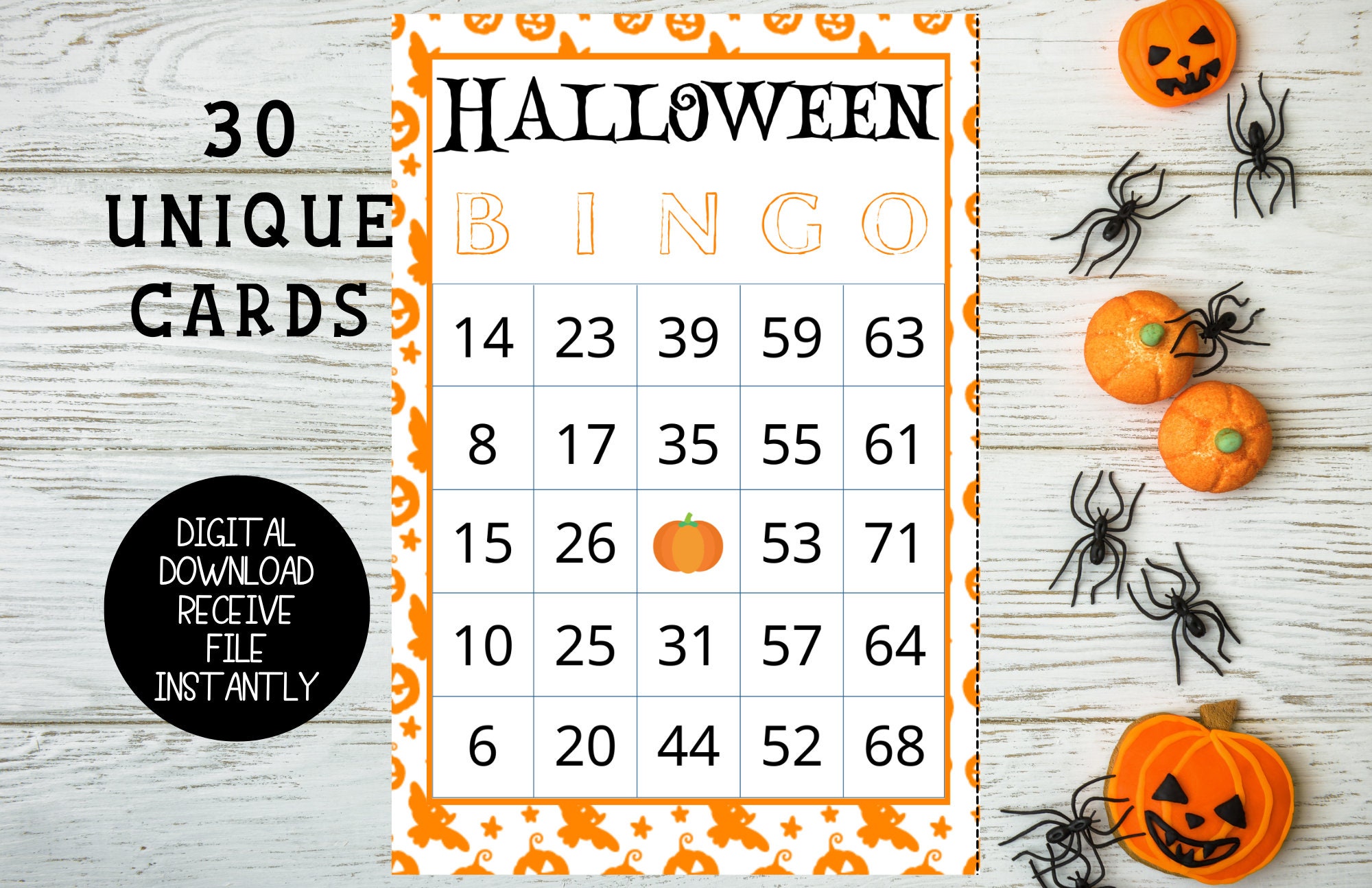 Halloween Bingo Halloween Printable Bingo Game Halloween Game Digital ...