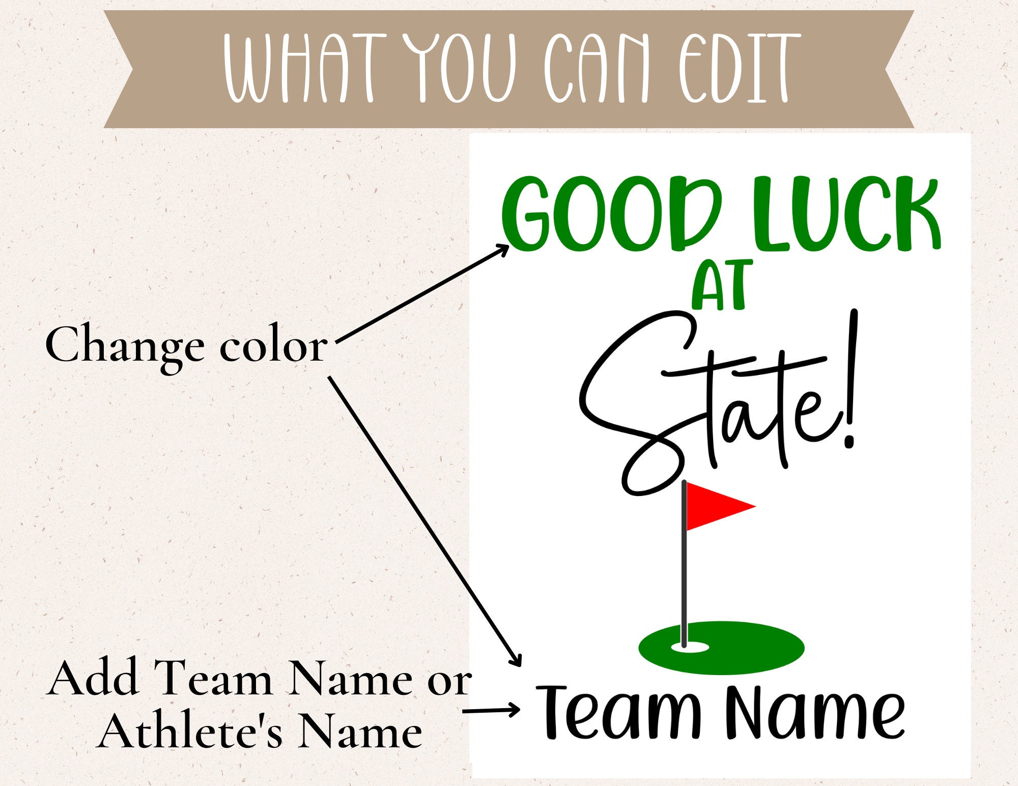 Editable GOLF Good Luck at State Printable Tag Golf Team - Etsy