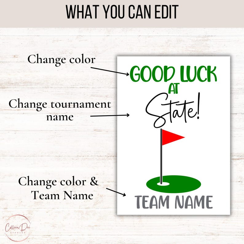 Editable GOLF Good Luck at State Printable Tag | Golf Team State Good ...