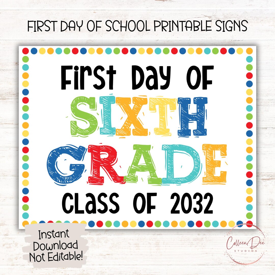 SIXTH GRADE CLASS 2032 Sign | 1st Day Sixth Grade Sign | Start of ...