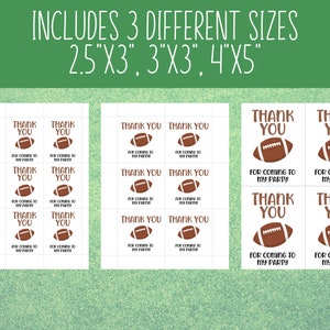 Football Thank You for Coming to My Party Printable Tag | Thank You Tag ...