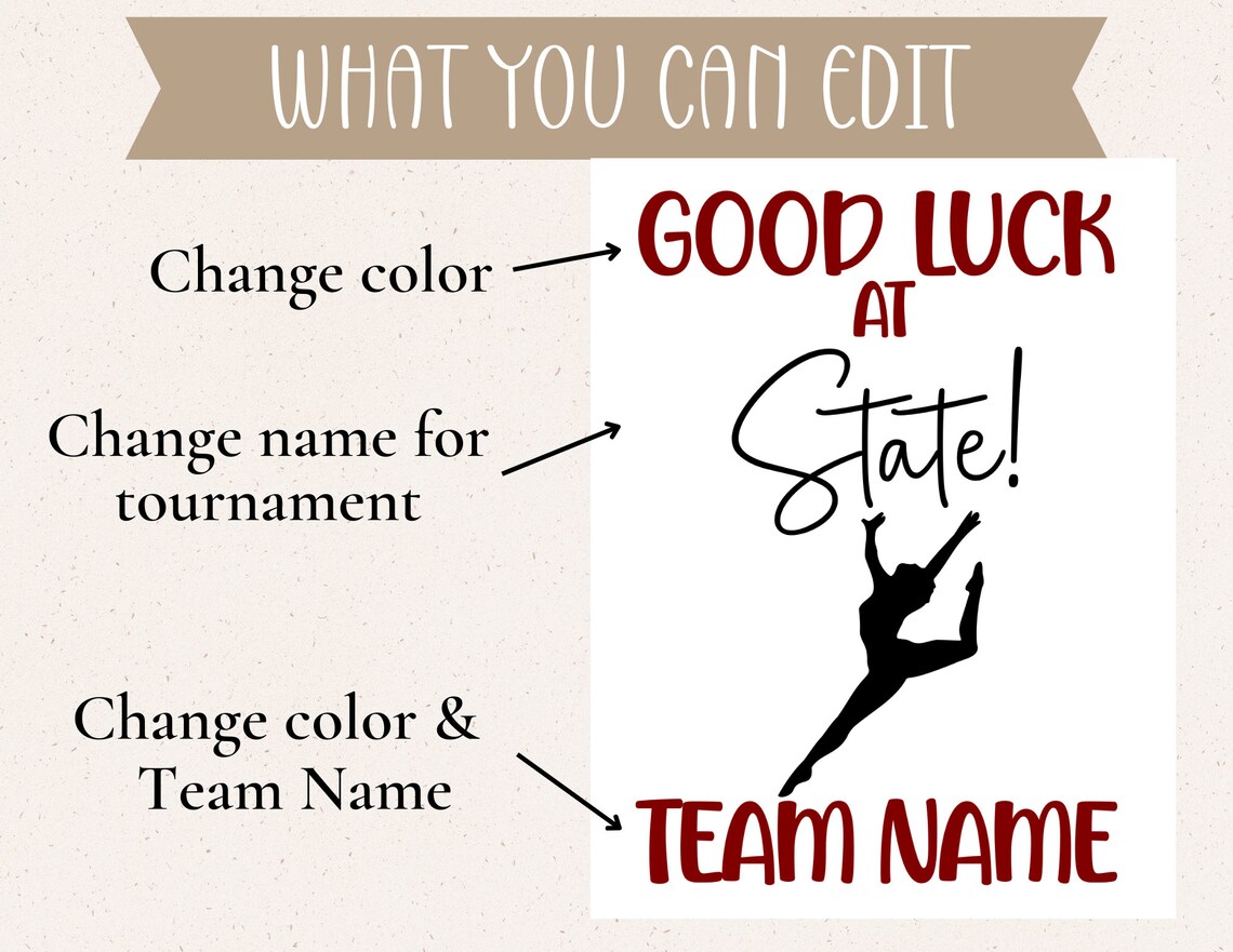 Editable Dance Good Luck State Printable Tag | Dance Team State Good ...