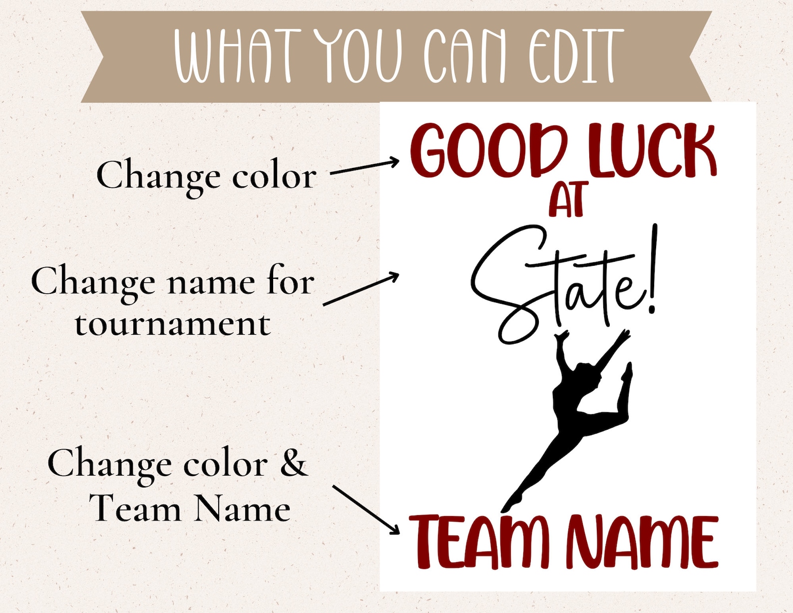 Editable Dance Good Luck State Printable Tag | Dance Team State Good ...
