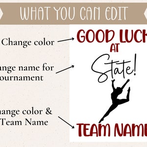 Editable Dance Good Luck State Printable Tag | Dance Team State Good ...