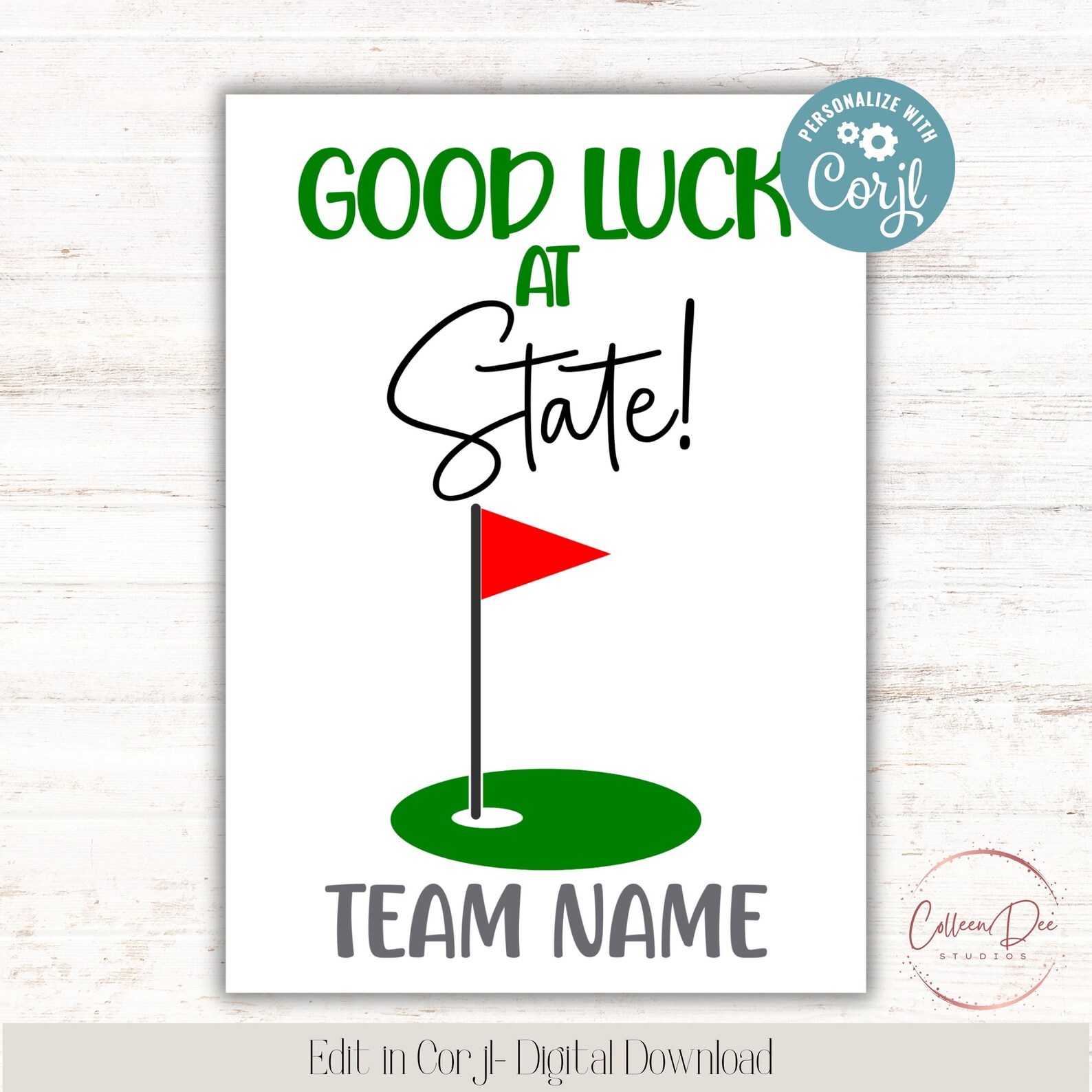 Editable GOLF Good Luck at State Printable Tag | Golf Team State Good ...