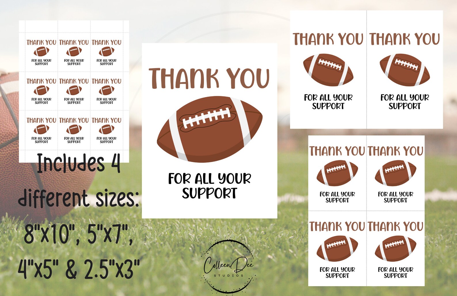 FOOTBALL Thank You for All Your Support Printable Tag Thank You Tag ...