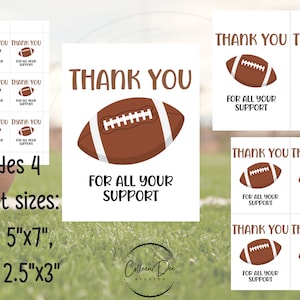 FOOTBALL Thank You for All Your Support Printable Tag | Thank You Tag ...