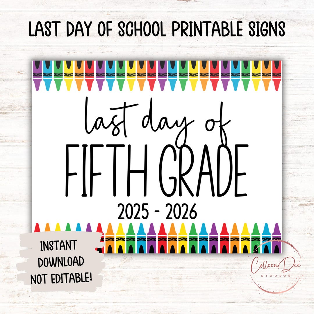 FIFTH GRADE 2025-26 SIGN | Last Day of Fifth Grade Sign | End of School ...