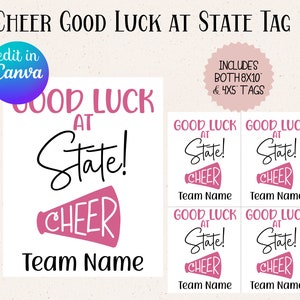 Editable CHEER Good Luck at State Printable Tag Cheerleading - Etsy