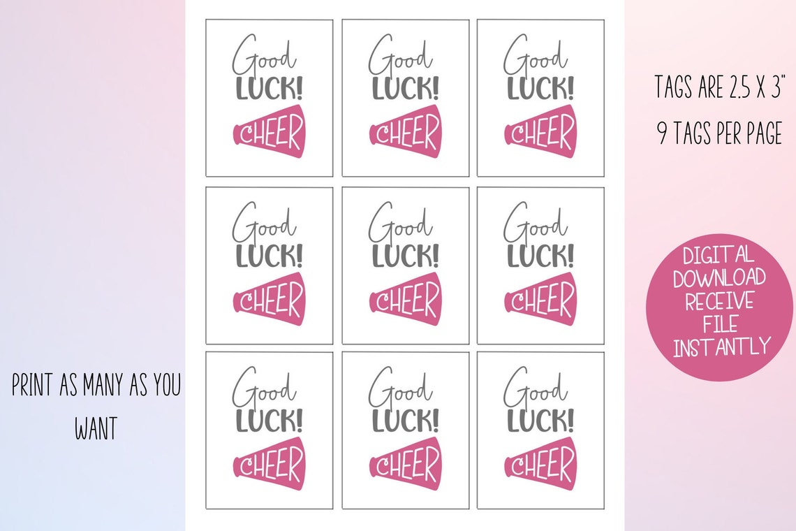 Cheer Good Luck Printable Tag Team Good Luck Tag Printable - Etsy
